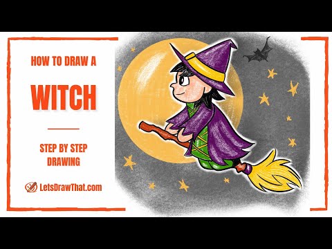 How to Draw a Witch: A Cute Cartoon Witch Drawing for Halloween