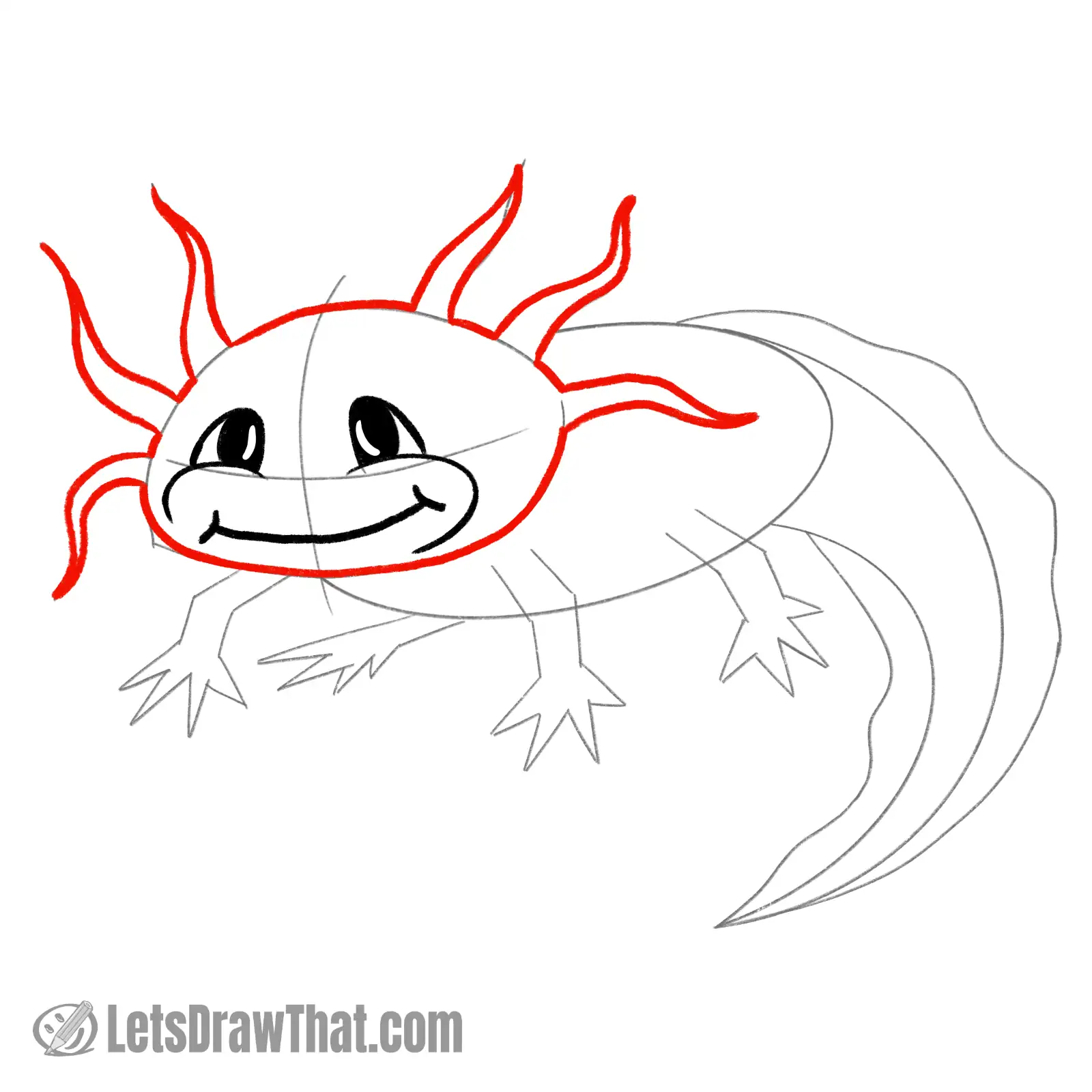 How to Draw an Axolotl - Cute Axolotl Drawing