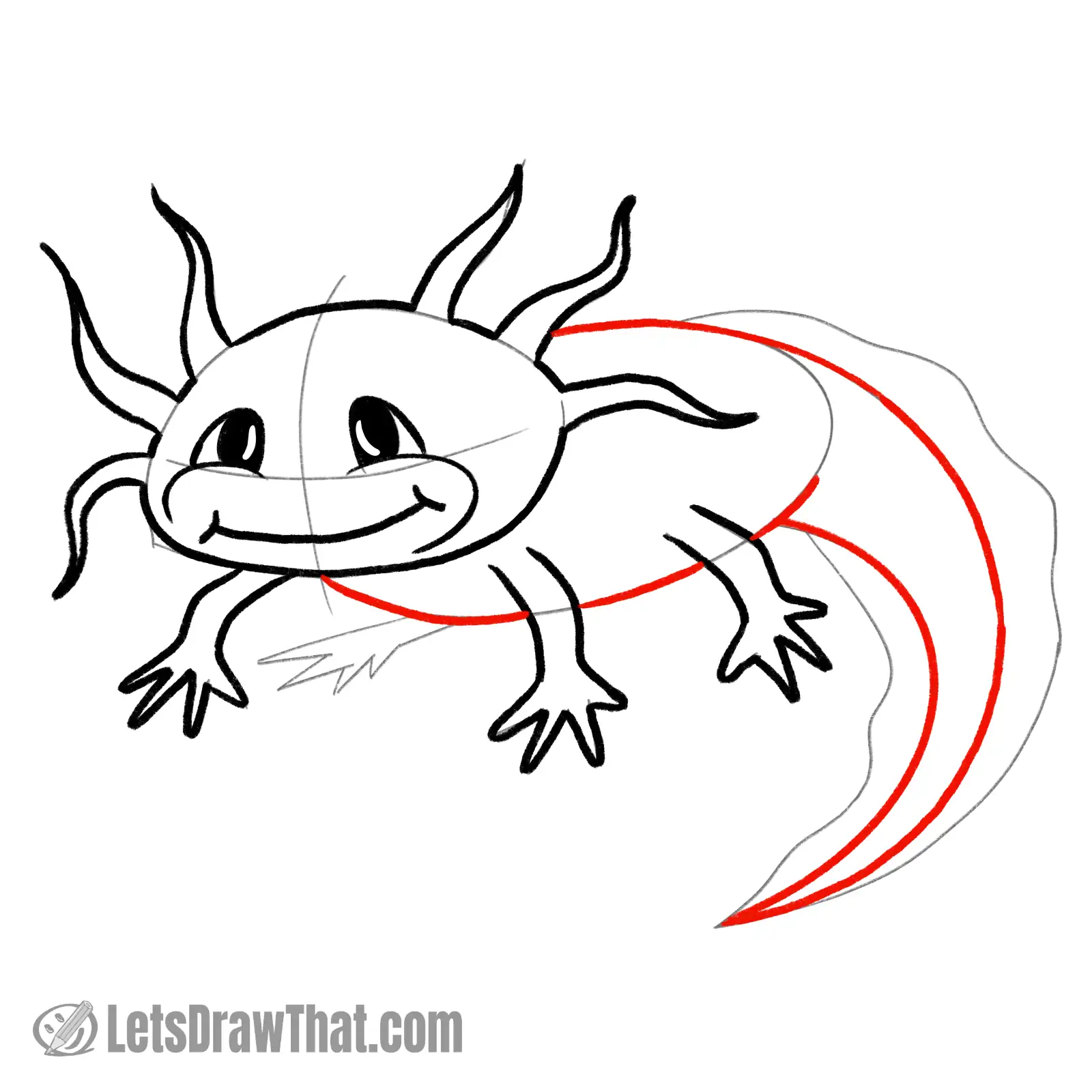 How to Draw an Axolotl - Cute Axolotl Drawing