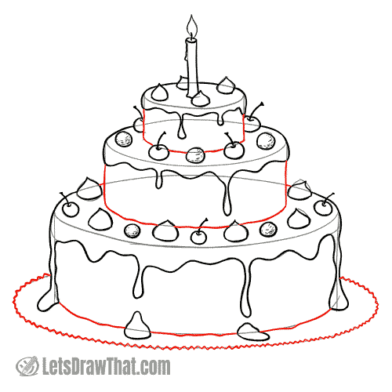 How To Draw A Cake - A Scrumptious 3 Layer Cake Drawing