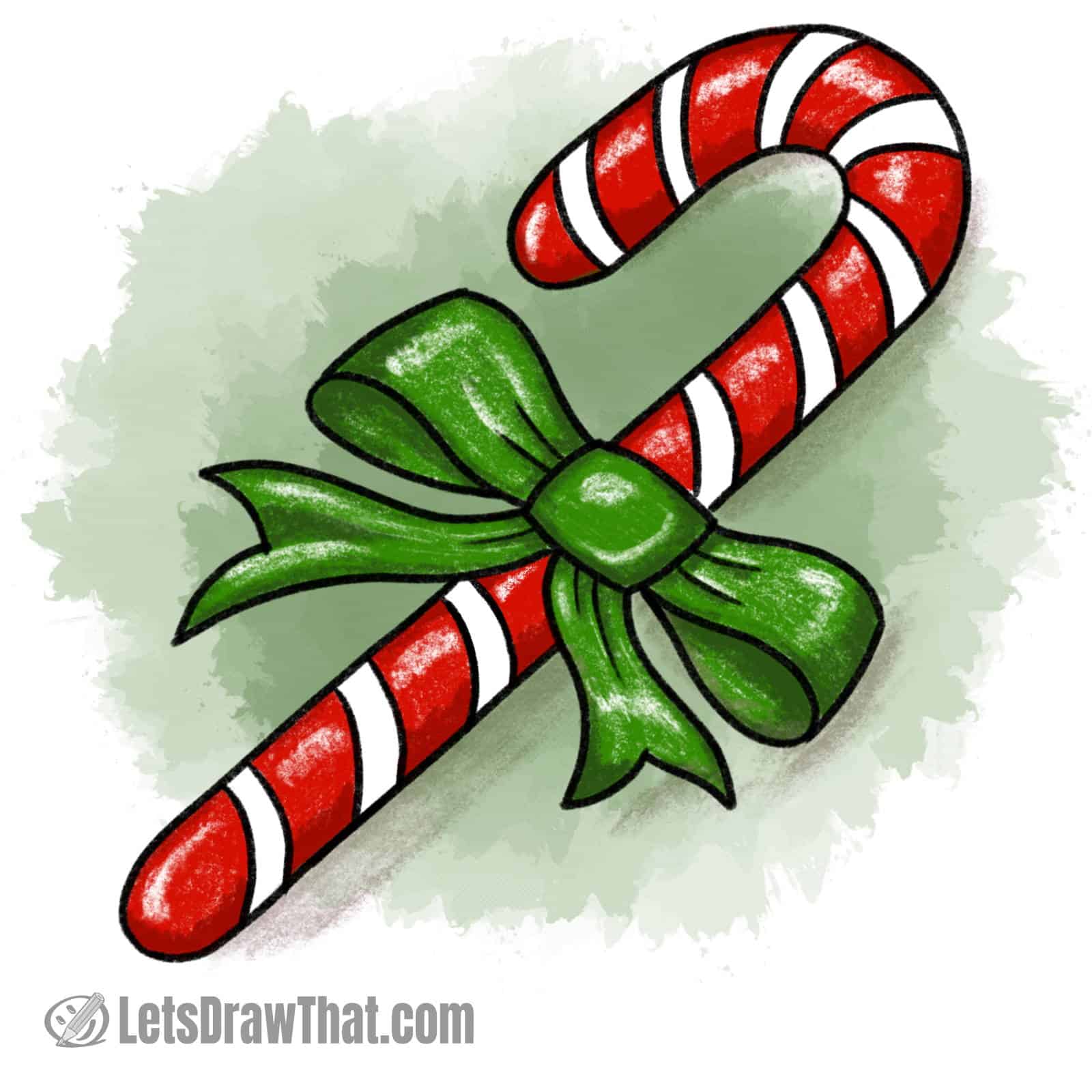 How To Draw A Candy Cane With A Lovely Bow Tie How To Draw A Candy Cane With A Lovely Bow Tie