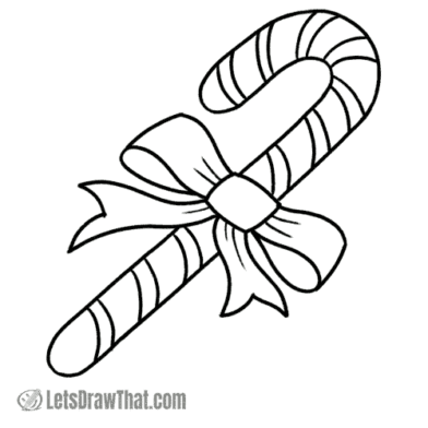 How to Draw a Candy Cane With a Lovely Bow Tie