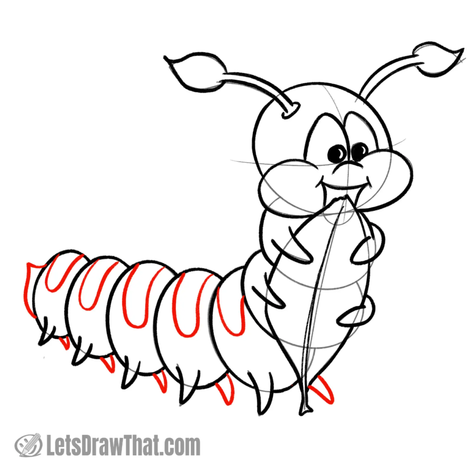 Simple Caterpillar Drawing - How to Draw a Caterpillar Step-by-Step