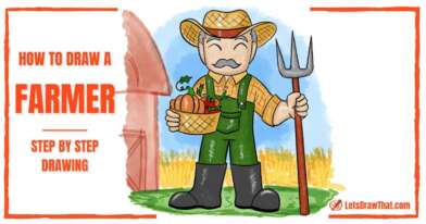How to Draw a Farmer - An Easy Cartoon Farmer Drawing