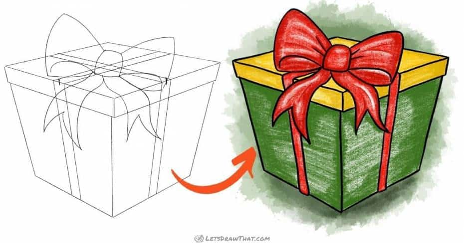 How to Draw a Present With a Nice Ribbon Bow