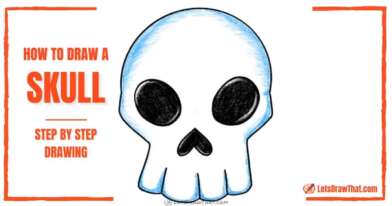 How to Draw a Skull - An Easy Simplified Front View - Let's Draw That!